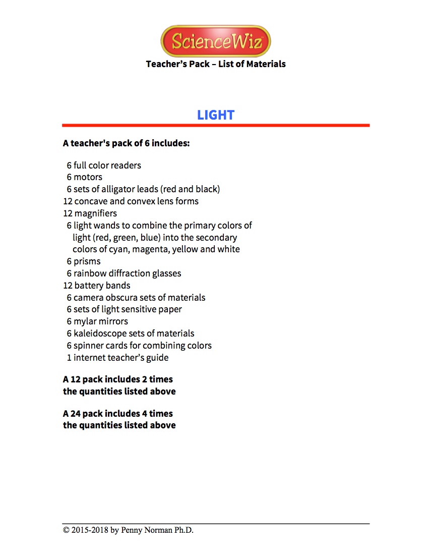 Light Teacher’s Pack – ScienceWiz