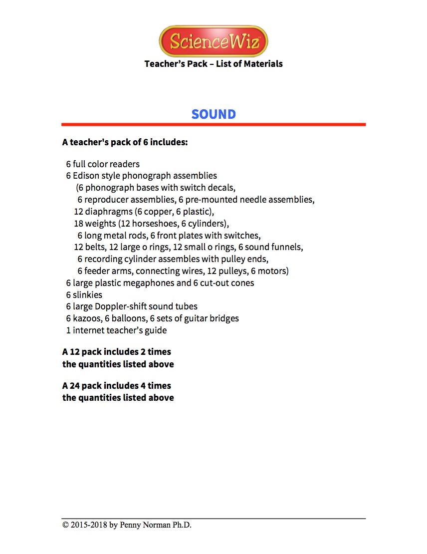 Sound Teacher’s Pack – ScienceWiz