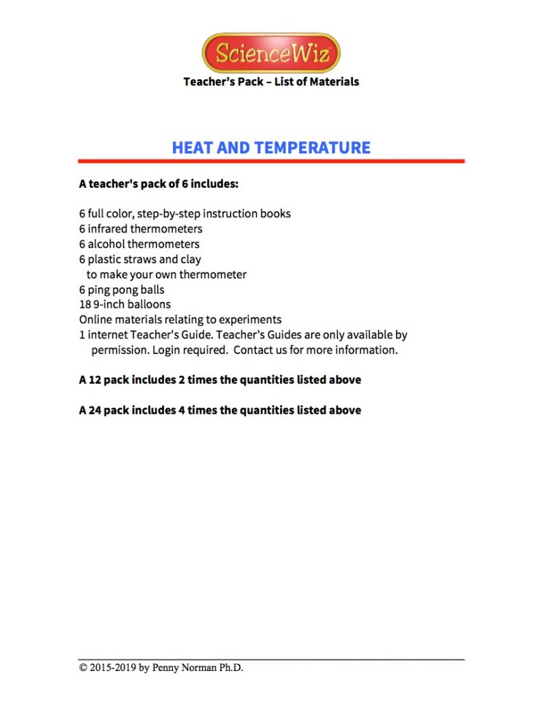 Heat & Temperature Teacher’s Pack – ScienceWiz